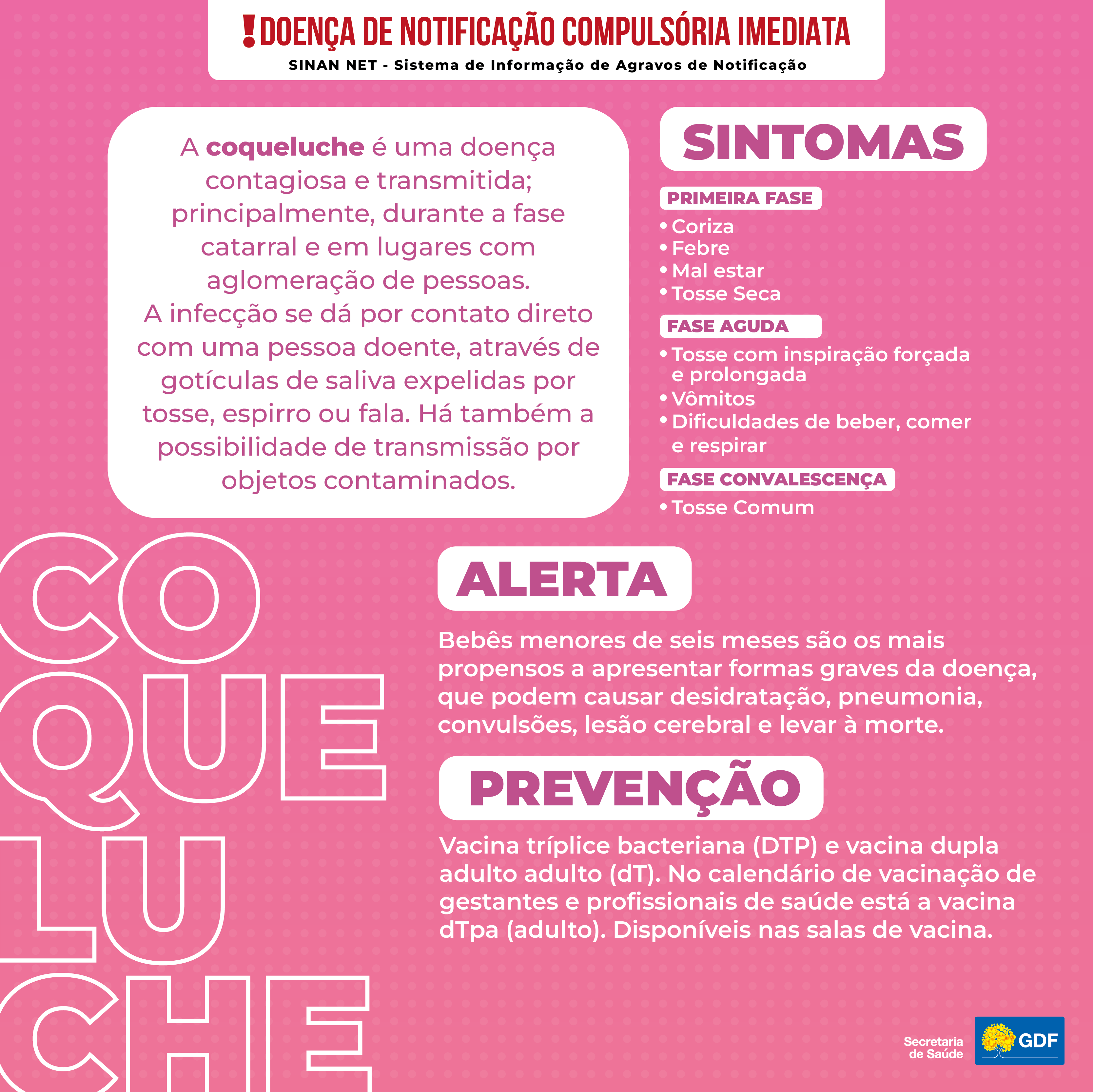 Coqueluche - Secretaria de Saúde do Distrito Federal