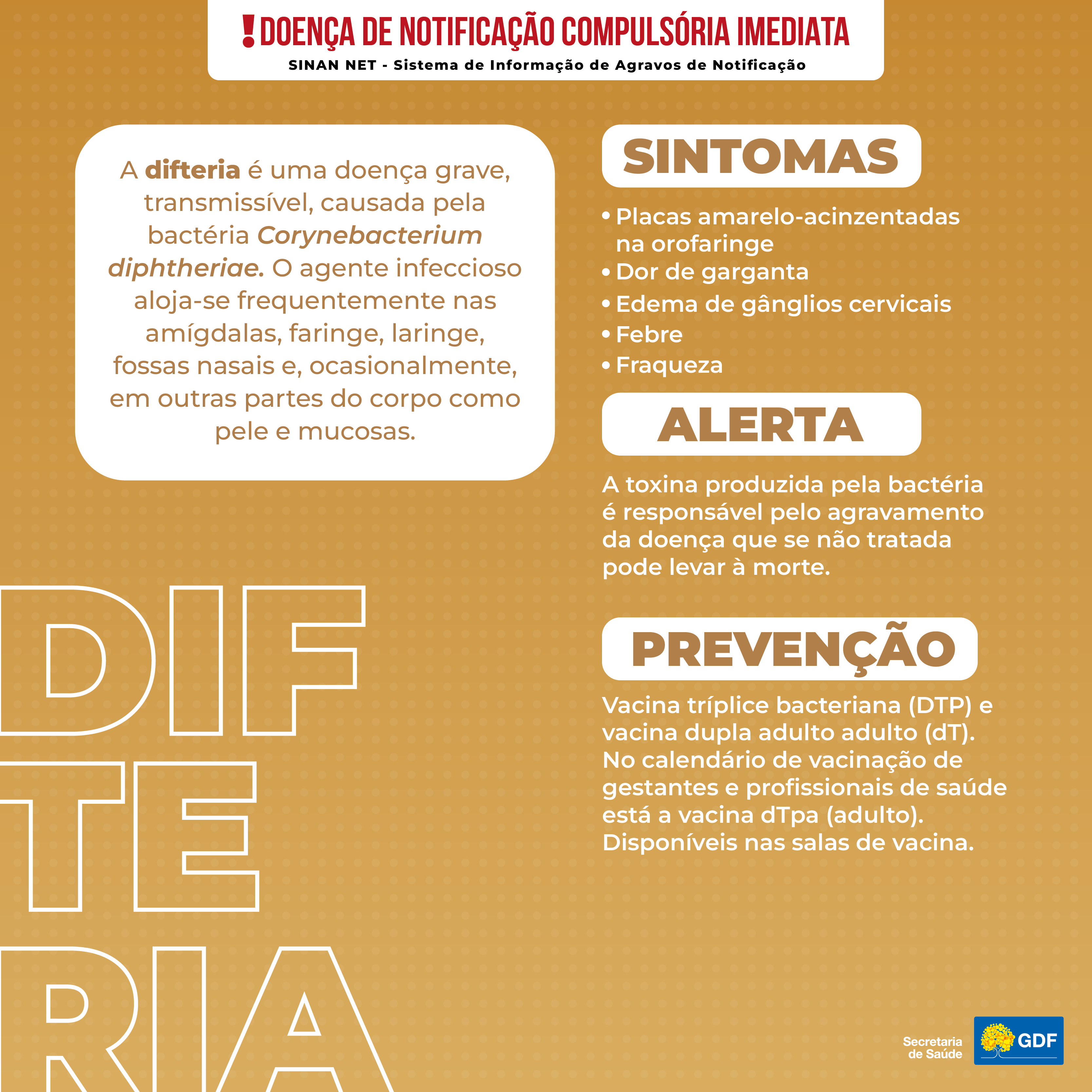 Difteria - Secretaria de Saúde do Distrito Federal